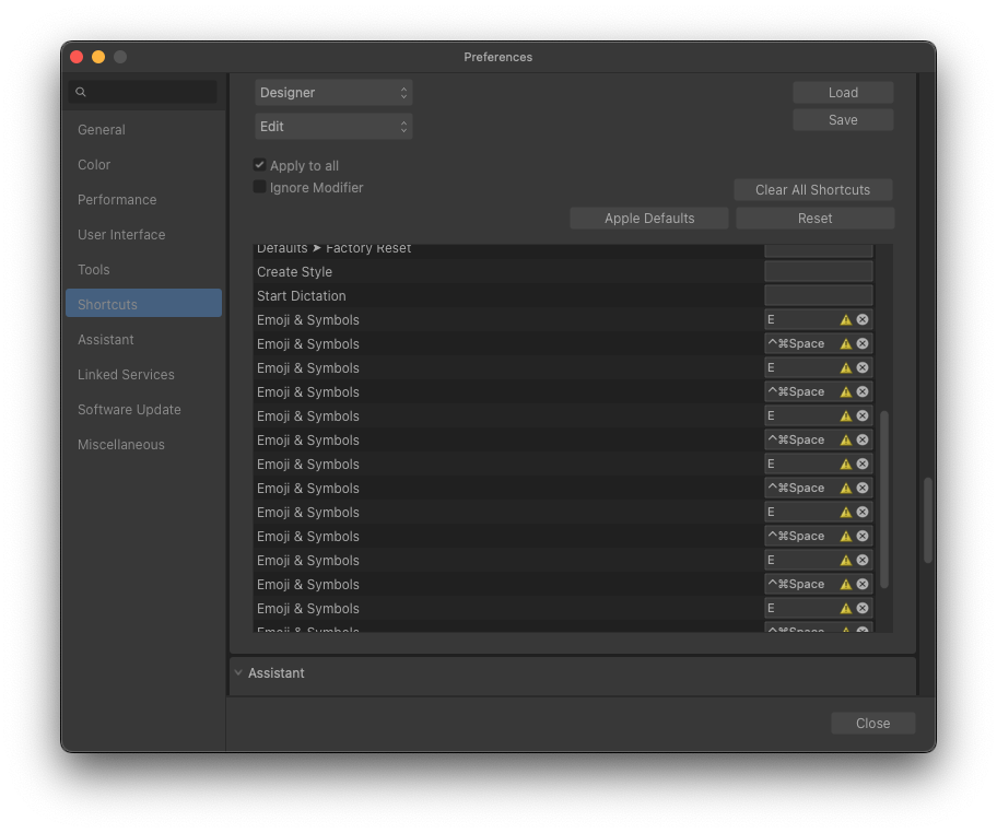 Shortcut repeated, shortcut repeated, shortcut repeated, shortcut repeated... - V2 Bugs found on ...