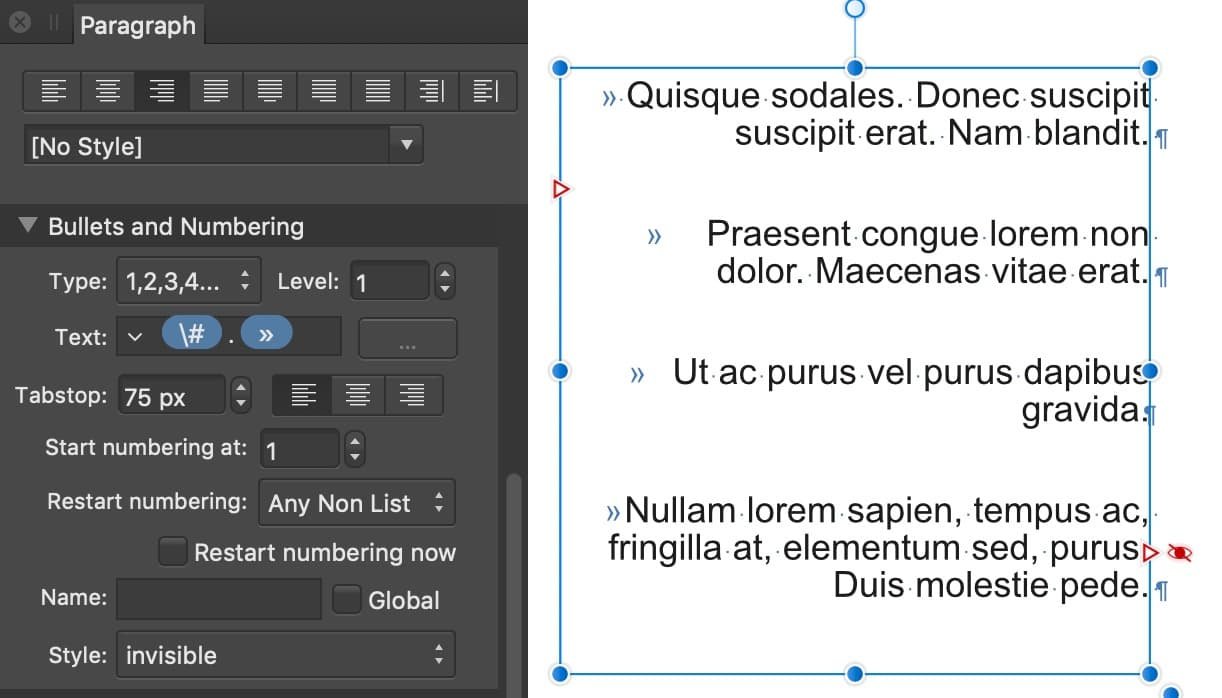 Right aligned lists / bullet points - Desktop Questions (macOS and Windows) - Affinity | Forum