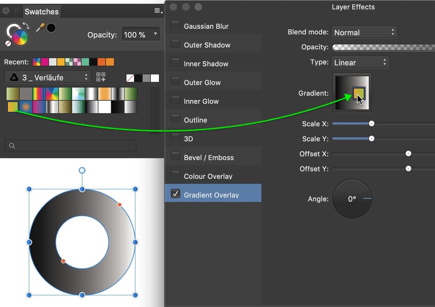 Applying a gradient to the selected object. - Desktop Questions (macOS ...
