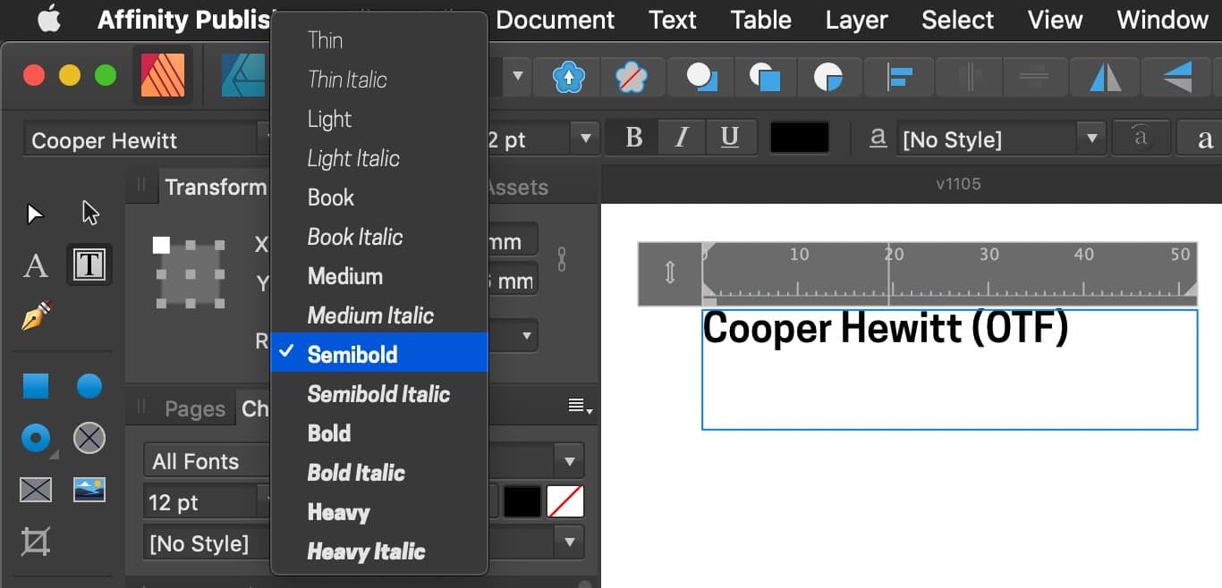 Warum lässt sich Schriftart nicht installieren? - V1 Bugs found on macOS - Affinity | Forum