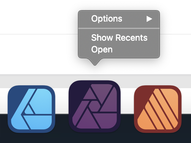 No ”recently Opened Objects In Dock Bar V2 Bugs Found On Macos Affinity Forum