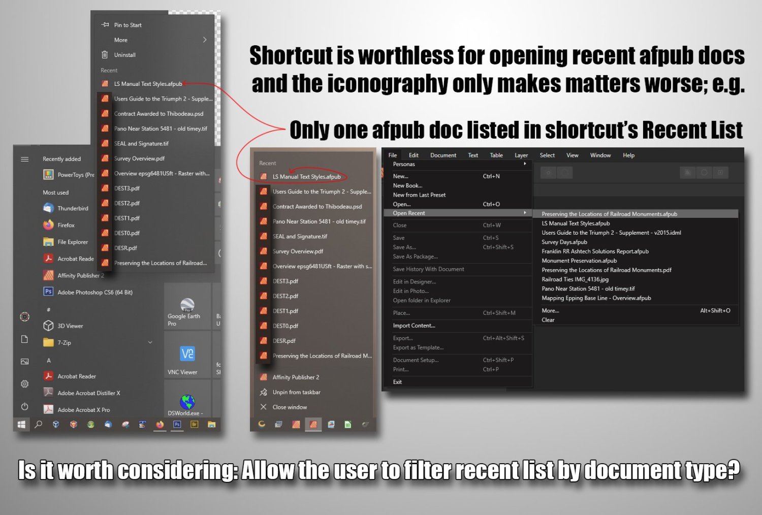 Is it worth considering: Allow the user to filter recent list by ...