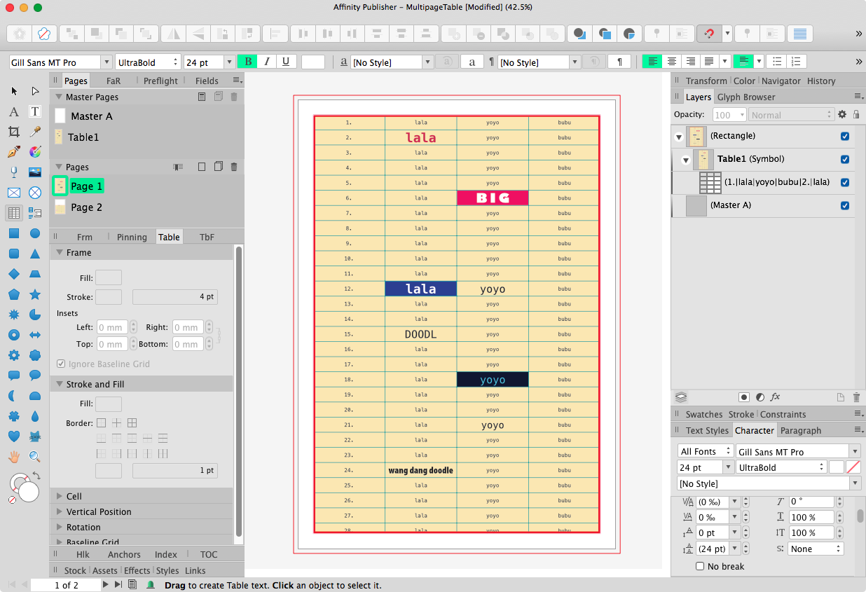 Tables across multiple pages - Feedback for the Affinity V2 Suite of Products - Affinity | Forum