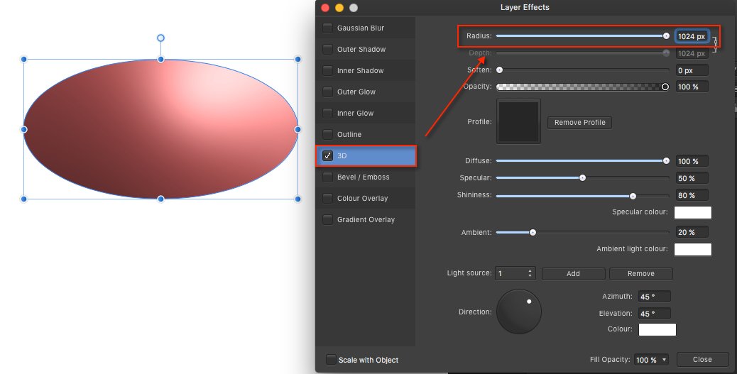 Affinity Designer 2 (Desktop) 3D effect radius issue - Desktop Questions (macOS and Windows ...