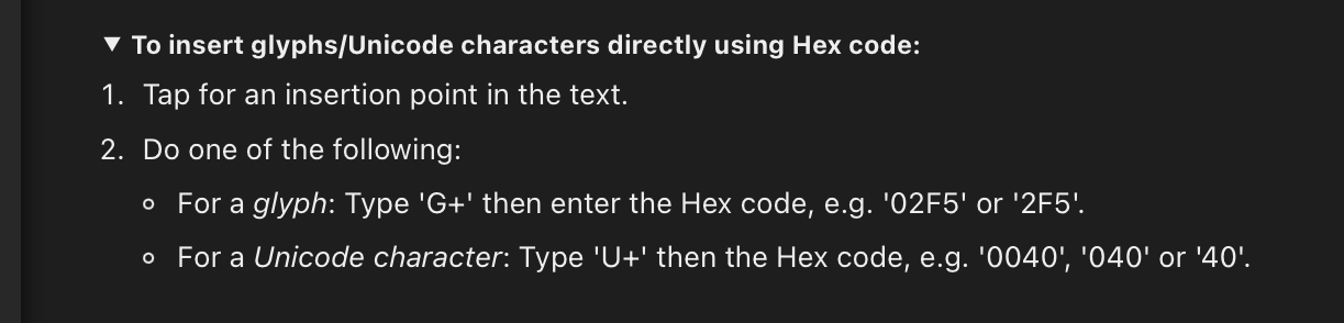 Publisher Text Toggle Unicode Equivalent On Ipad Affinity On Ipad Questions Affinity Forum