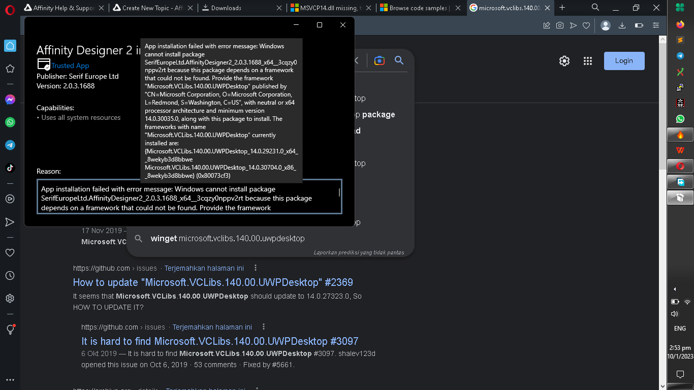 Fail To Install Affinity 2 Designer V2 Bugs Found On Windows Affinity Forum