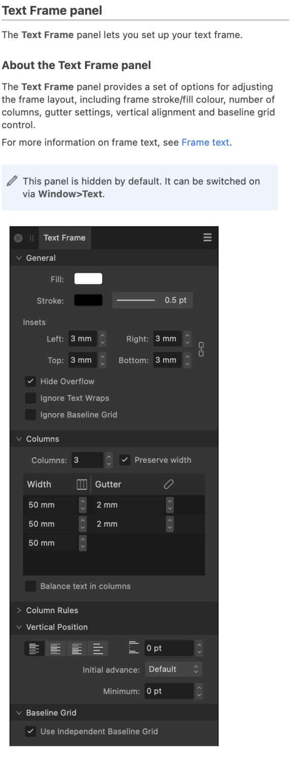 How do I access the Text Frame Panel in Publisher version 2 - Desktop Questions (macOS and ...
