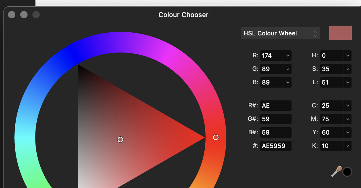 Affinity Designer | Color Panel: please show CMYK values when the Wheel color model is active ...
