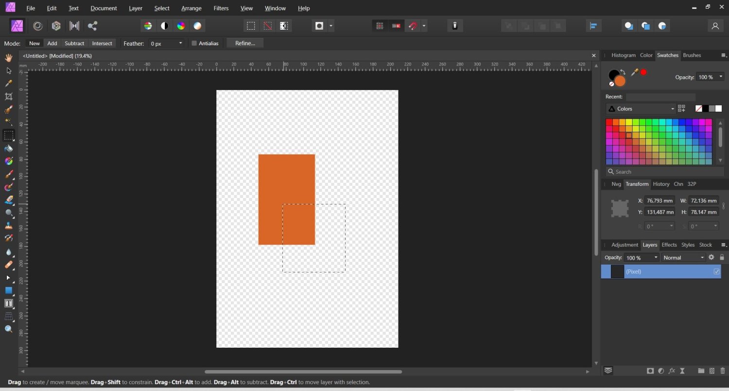 Affinity Photo - Transform tool switches to pixel although document is set to millimetres [macOS ...