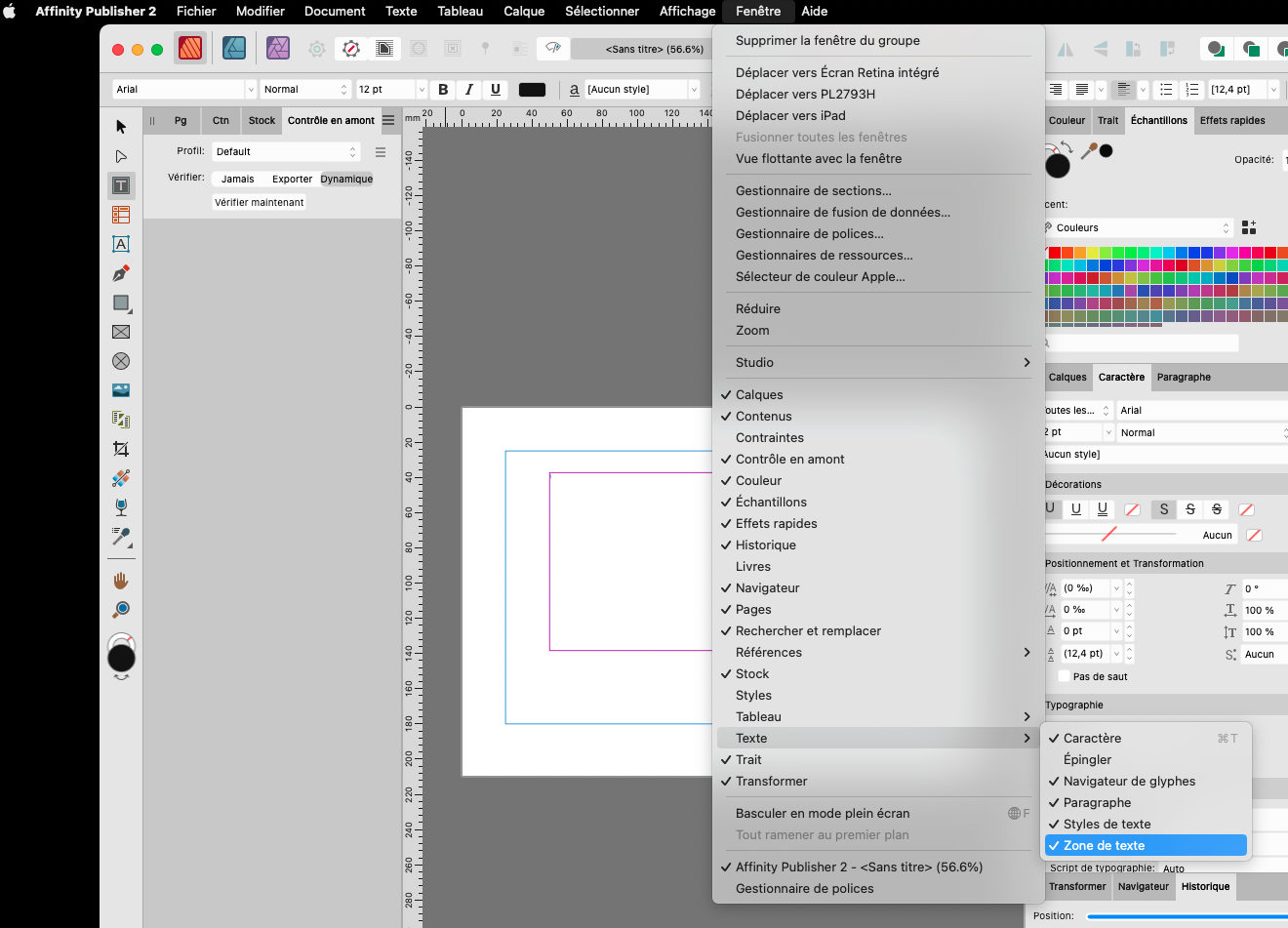 How do I access the Text Frame Panel in Publisher version 2 - Desktop Questions (macOS and ...