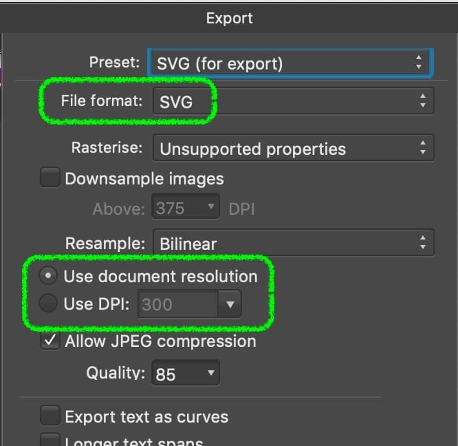 You cannot choose the image resolution (dpi) when exporting. - Desktop Questions (macOS and ...