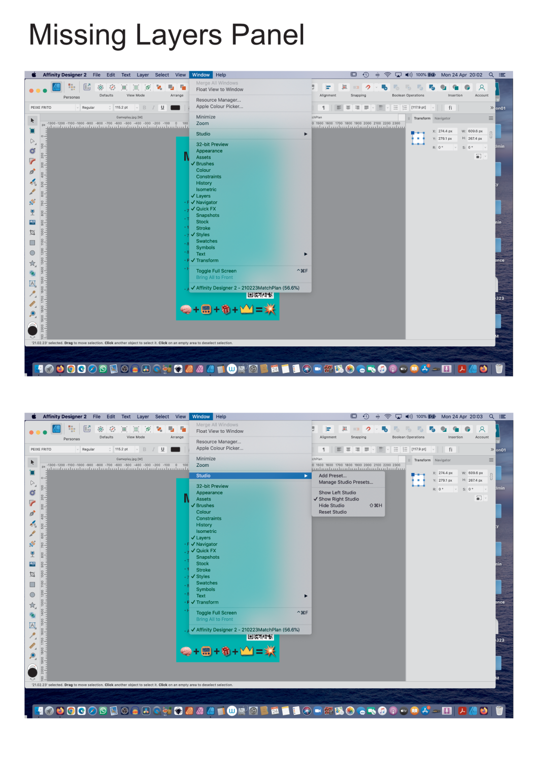 Missing Layers panel Designer V2 2.0.4 - V2 Bugs found on macOS - Affinity | Forum
