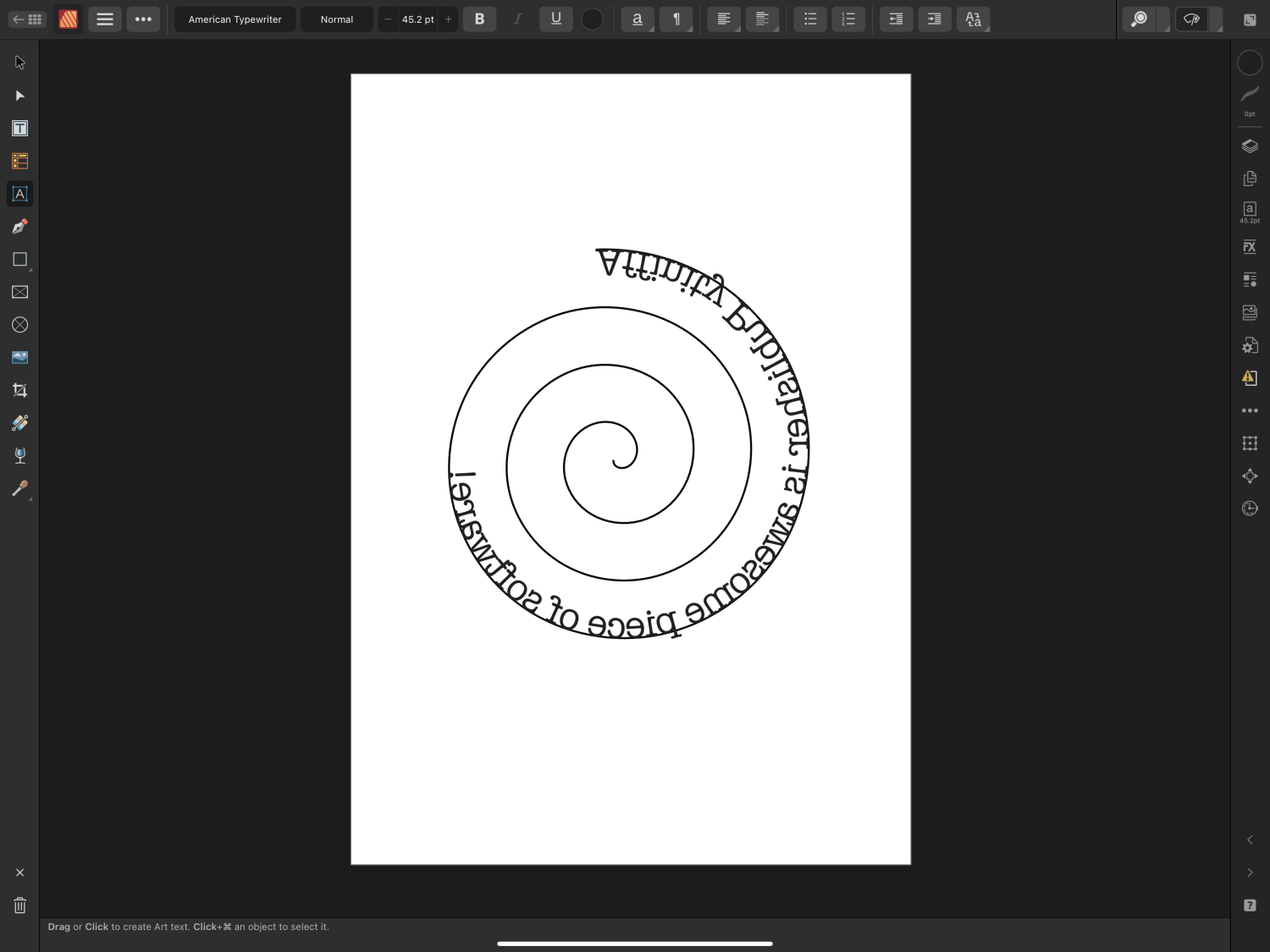 Text on path spiral… - iPad Questions - Affinity | Forum
