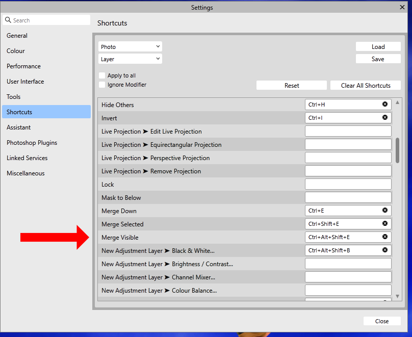 shortcut for merge visible? - Affinity on Desktop Questions (macOS and Windows) - Affinity | Forum