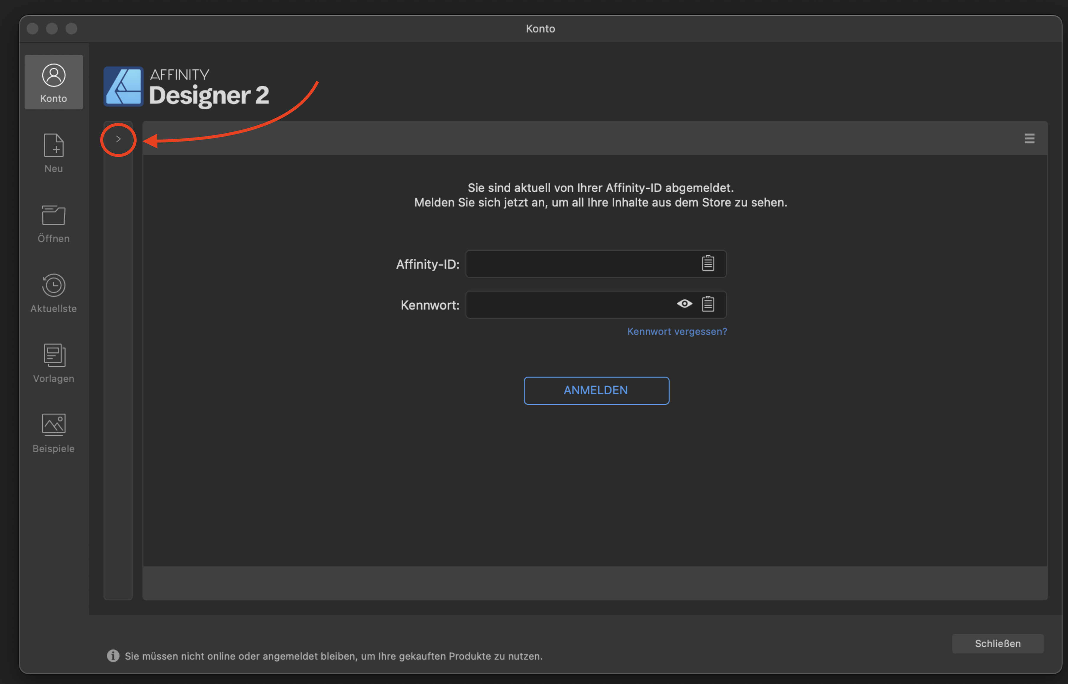 New affinity account after purchase via Apple Appstore - Desktop ...