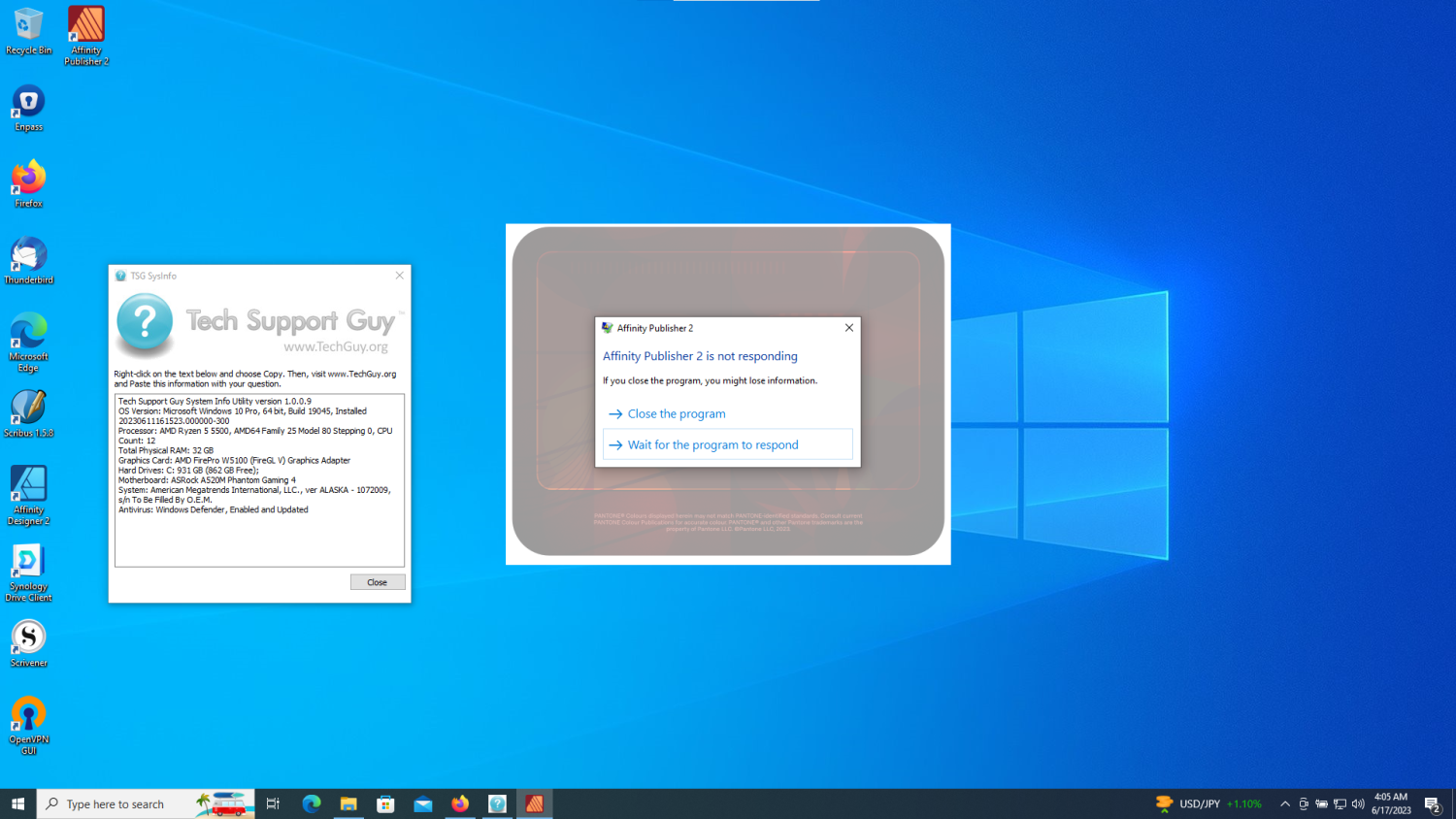 Affinity Suite Does Not Run On My System Under Windows Runs Under Linux In Virtualbox V2