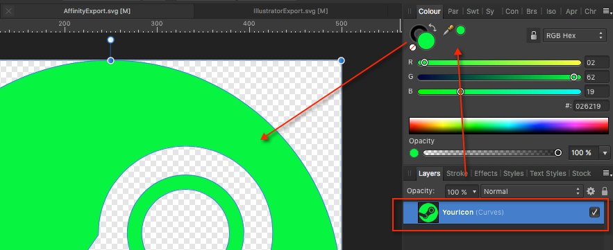How to export SVG from Affinity Designer V2 where the fill is dynamic ...