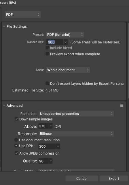 Exporting graphics into a PDF loses resolution - Affinity on Desktop Questions (macOS and ...