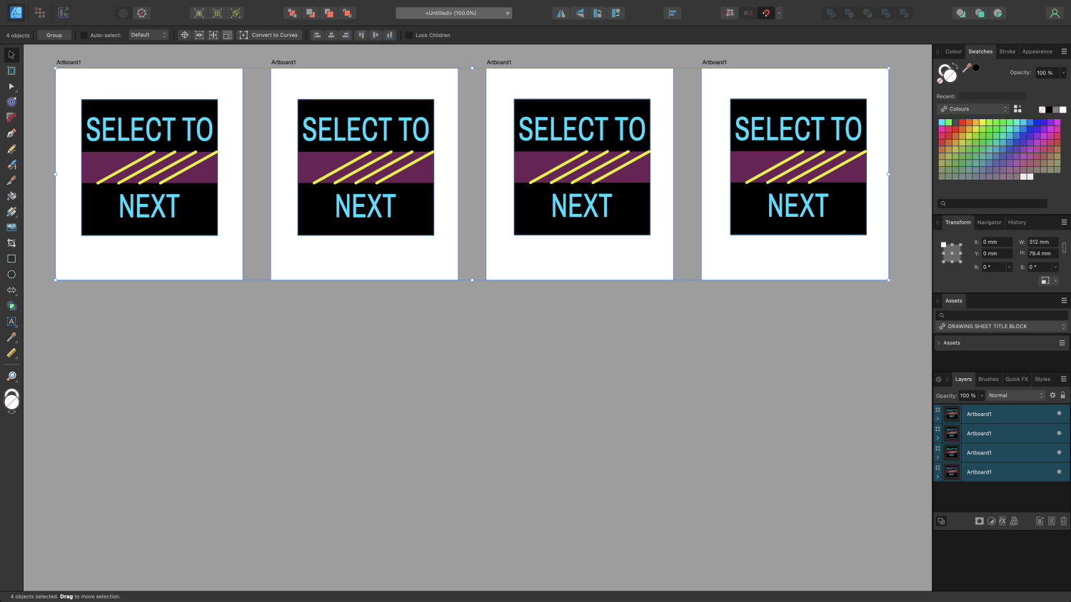 How Do I Get The 2 Dots Resizing Function For Multiple Artboards Affinity On Desktop