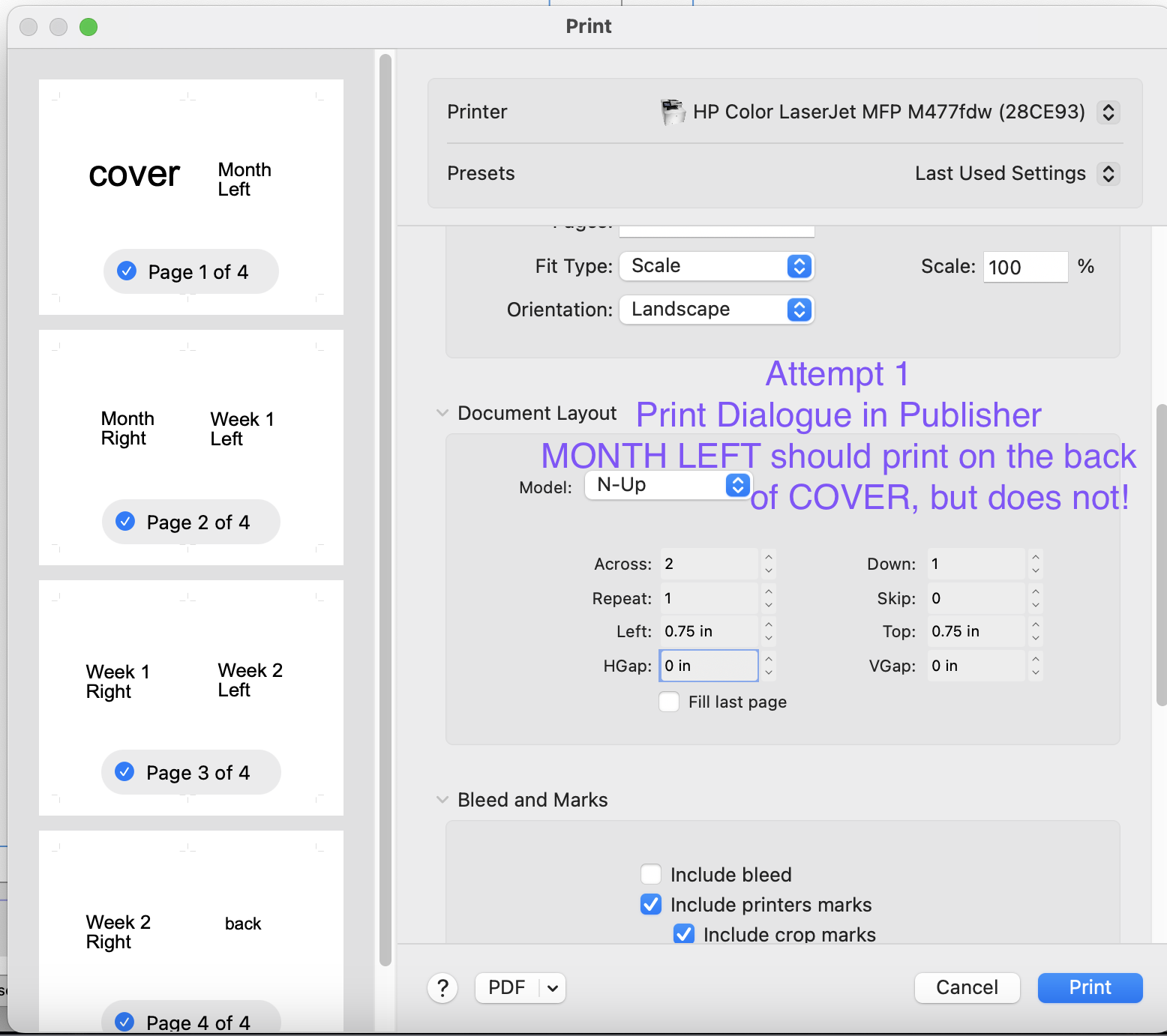 Publisher--Print Planner as 2 Pages per Sheet on MacOS - Desktop Questions (macOS and Windows ...