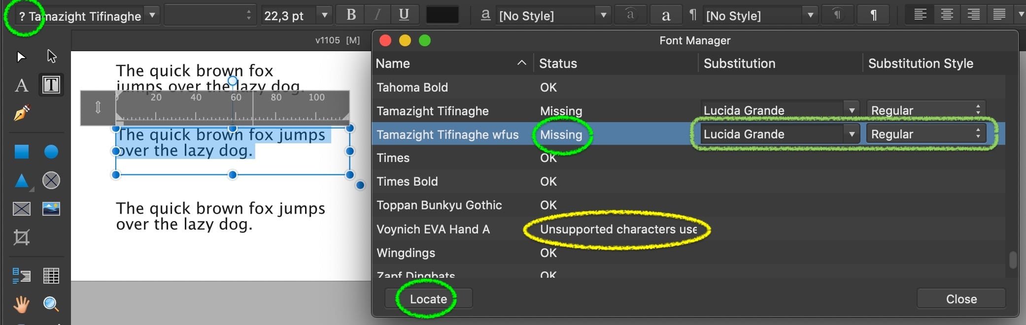 Font Manager Cant Find The Font And Wont Replace The Missing Font Desktop Questions Macos