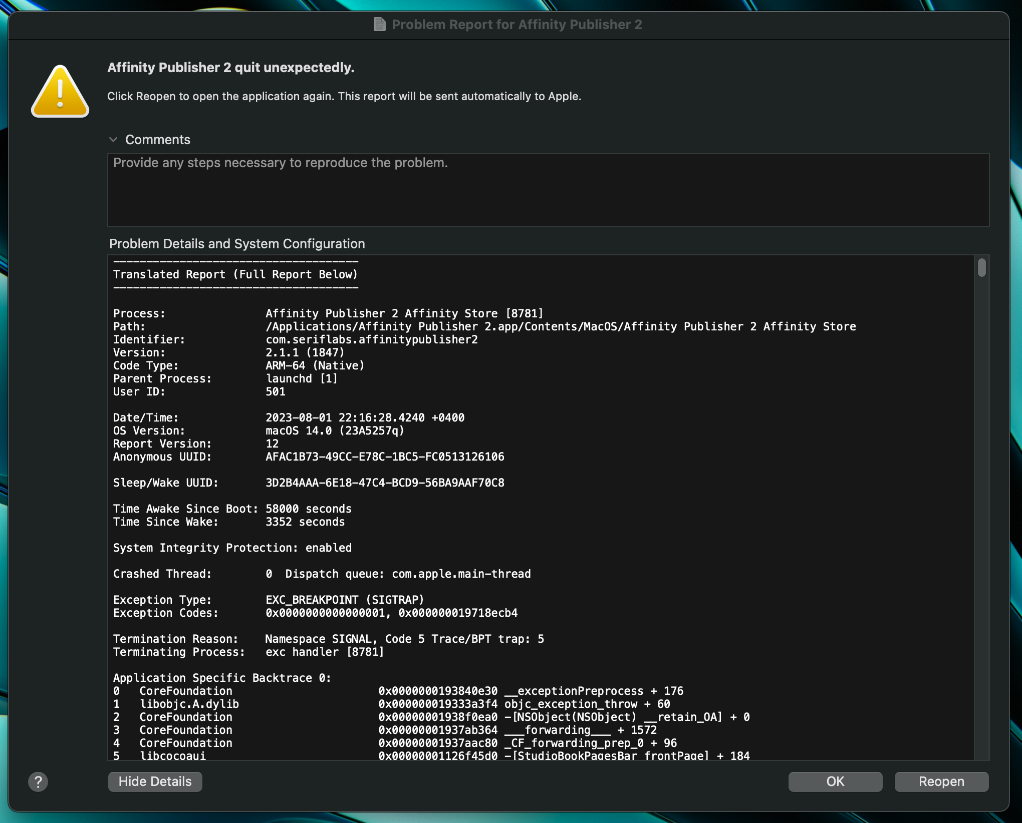 A Problem I Know Nothing About V2 Bugs Found On Macos Affinity Forum