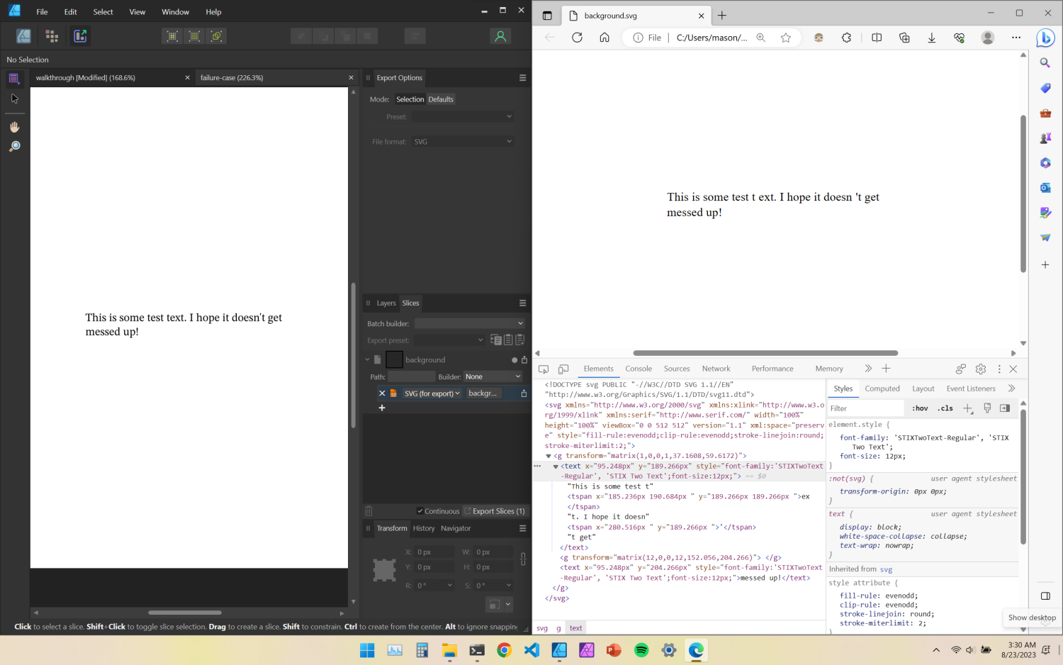 SVG export adds tspan elements that break up words - V2 Bugs found on Windows - Affinity | Forum