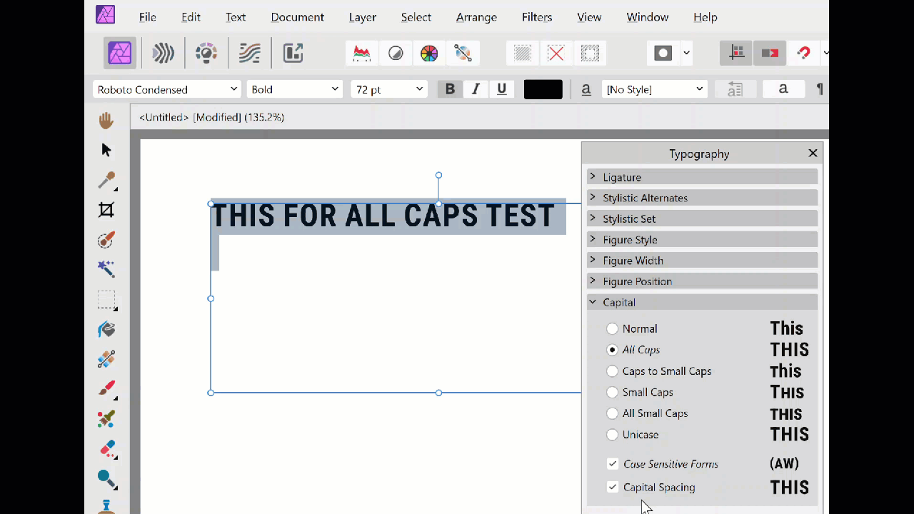 Switching to the 'All Caps' option adds extra spacing to the text. - V2 Bugs found on macOS ...