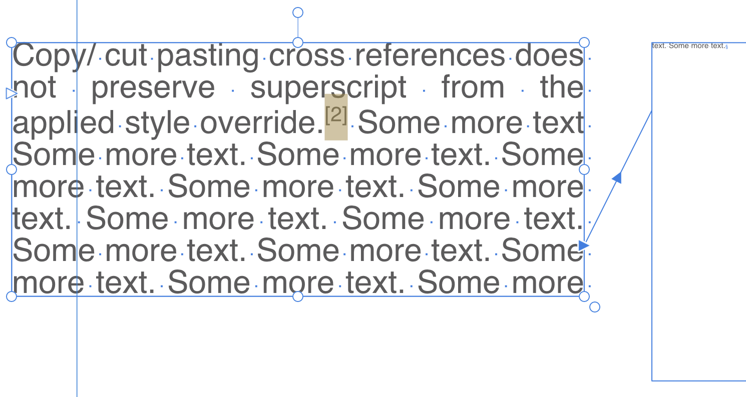 Copy/ cut pasting cross references does not preserve superscript from the applied style override ...