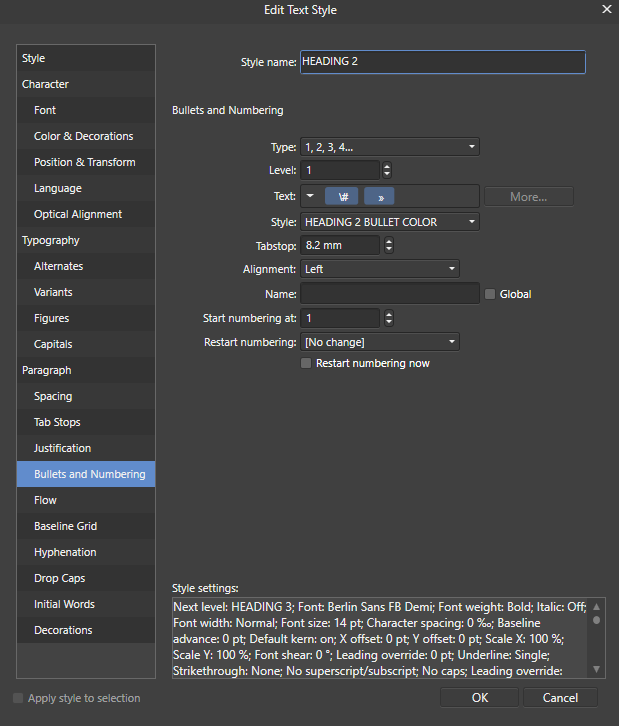 Affinity publisher: Heading 2 continues numbering from Heading 1 ... Affinity publisher: Heading 2 continues numbering from Heading 1 ...