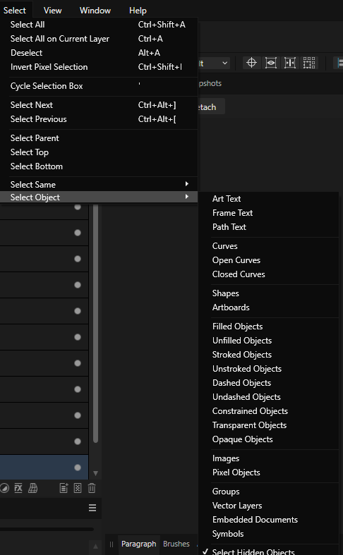 Select Same And Select Object From The Select Menu Should Be Accessible From The Move Tool Menu