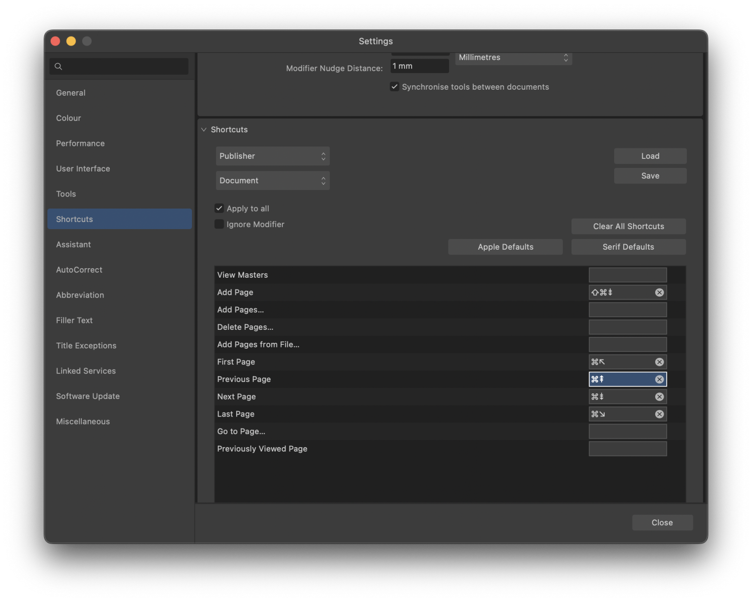 Custom keyboard shortcuts broken in Publisher - V2 Bugs found on macOS - Affinity | Forum