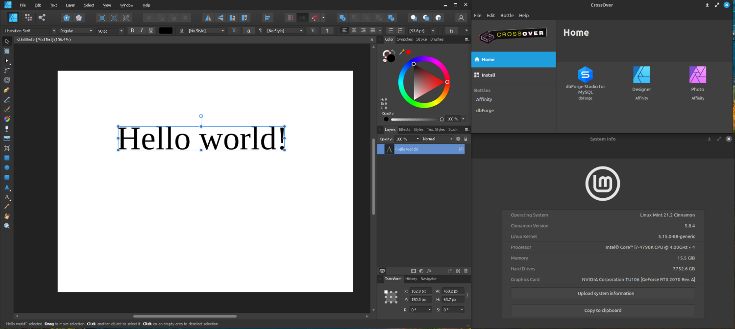 Using Windows installation files for Affinity apps on Linux - Desktop Questions (macOS and ...