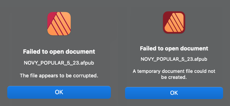 Affinity Publisher Corrupted File Desktop Questions Macos And Windows Affinity Forum