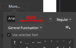 Publisher V2 UI Bug - font selection box in context toolbar expands to much when typing - V2 ...