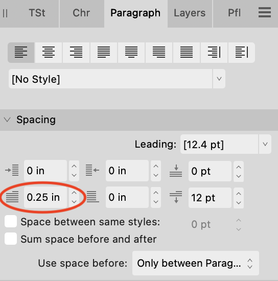 Inserting Spaces In Publisher At The Beginning Of A Line Within A Text
