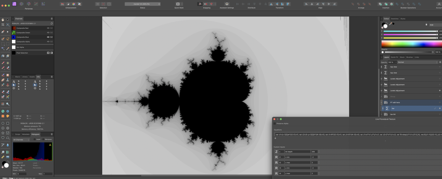 Mandelbrot set with Procedural texture filter - Desktop Questions (macOS and Windows) - Affinity ...