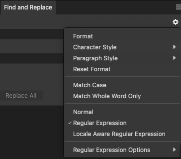 Regular Expressions: Discrepancy in user interface - [ARCHIVE] 2.5, 2.4 ...