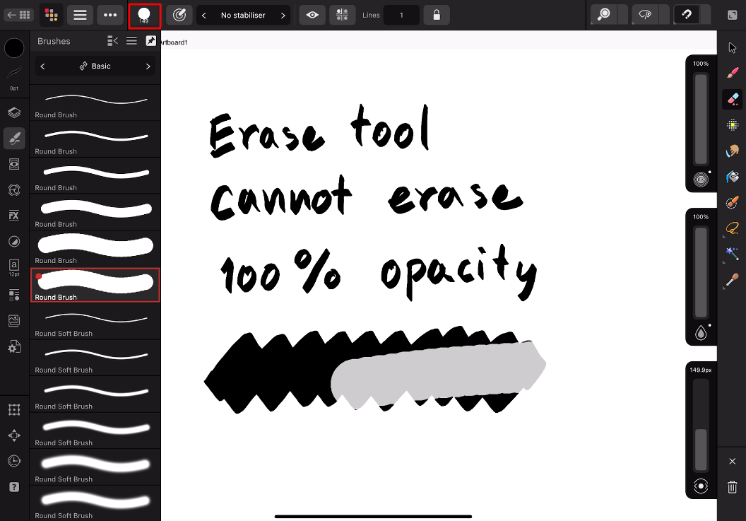 Affinity Designer iPad V2 Erase tool cannot erase 100% opacity - V2 ...