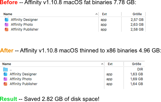 Thinning multi architecture Affinity apps under MacOS via Python to reclaim disk space ...