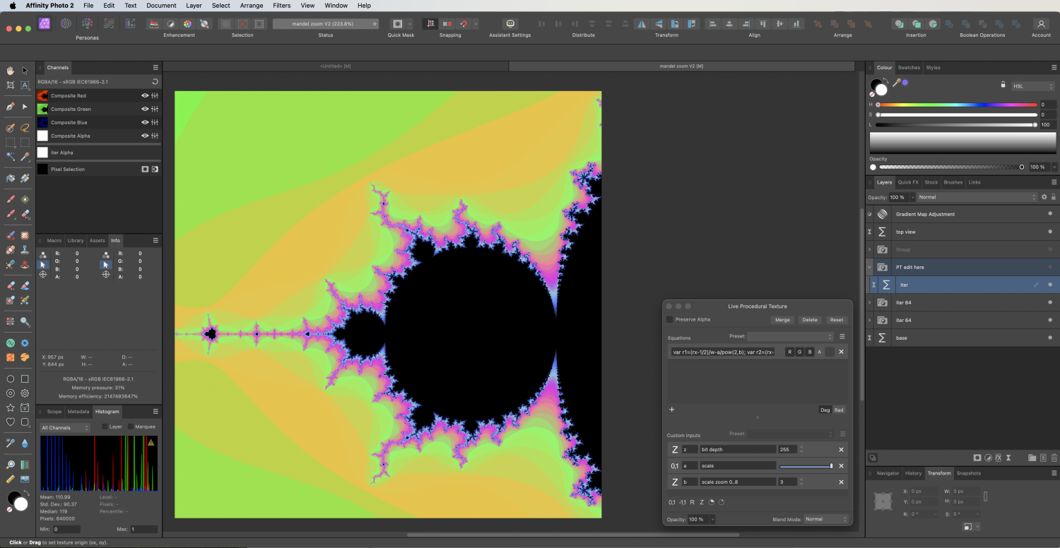 Mandelbrot Set With Procedural Texture Filter Affinity On Desktop Questions Macos And Windows