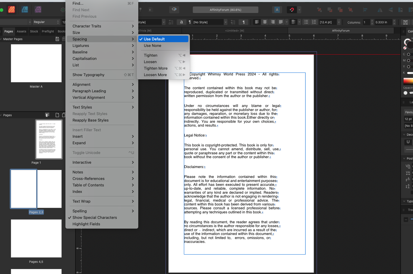 Text spacing issues. - Desktop Questions (macOS and Windows) - Affinity ... Text spacing issues. - Desktop Questions (macOS and Windows) - Affinity ...