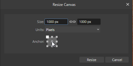 Change default anchor location with Resize Canvas - V2 Bugs found on Windows - Affinity | Forum