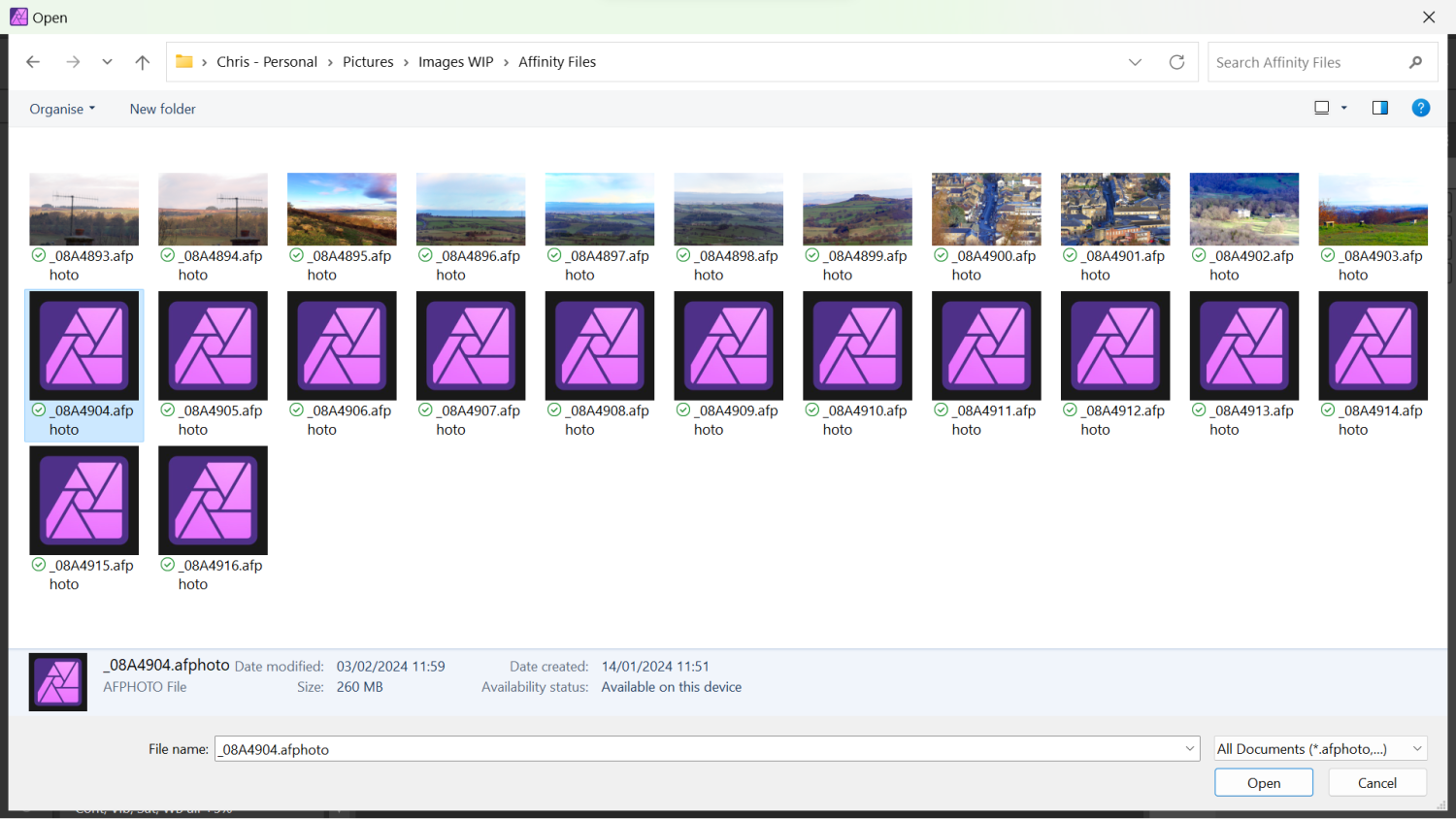 Viewing afphoto thumbnails - Desktop Questions (macOS and Windows) - Affinity | Forum