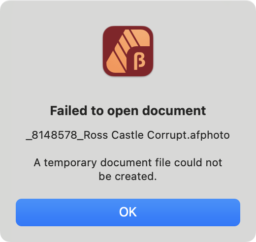 FAiled to Load Docuemtn, The documentn appears to be corrupted - Desktop Questions (macOS and ...