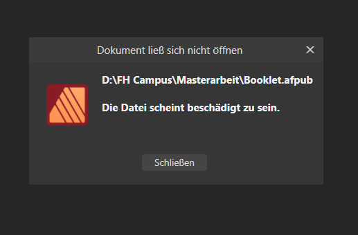 Die Datei scheint beschädigt zu sein. Die Datei ließ sich nicht öffnen ...