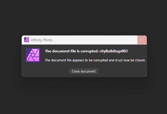 Corrupted .afphoto file - V2 Bugs found on Windows - Affinity | Forum