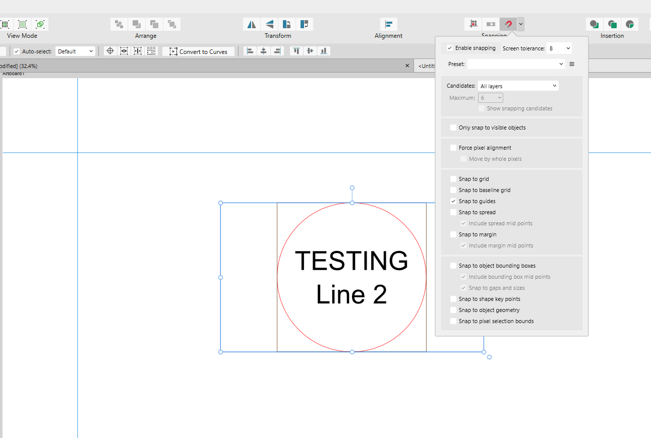 Designer 2 5 2 Snapping To Guides But Ignoring Text Bounding Box