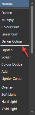 UI inconsistency — [dark theme] blend mode drop-down list has bright colored dividers - Feedback ...