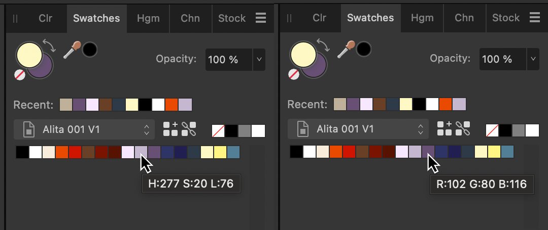 Affinity Photo - Colour swatch hover now shows HSL and/or RGB value - V2 Bugs found on macOS ...